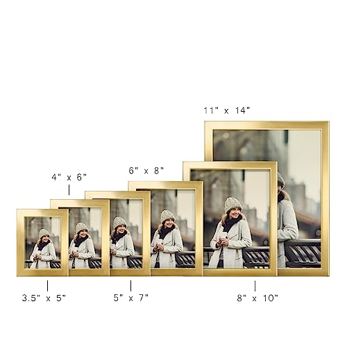 Renditions 6x8 inch Solid Wood Picture Frame, High Definition Glass and High-end Modern Style Ready for Wall and Tabletop Photo Display, Gold Frame