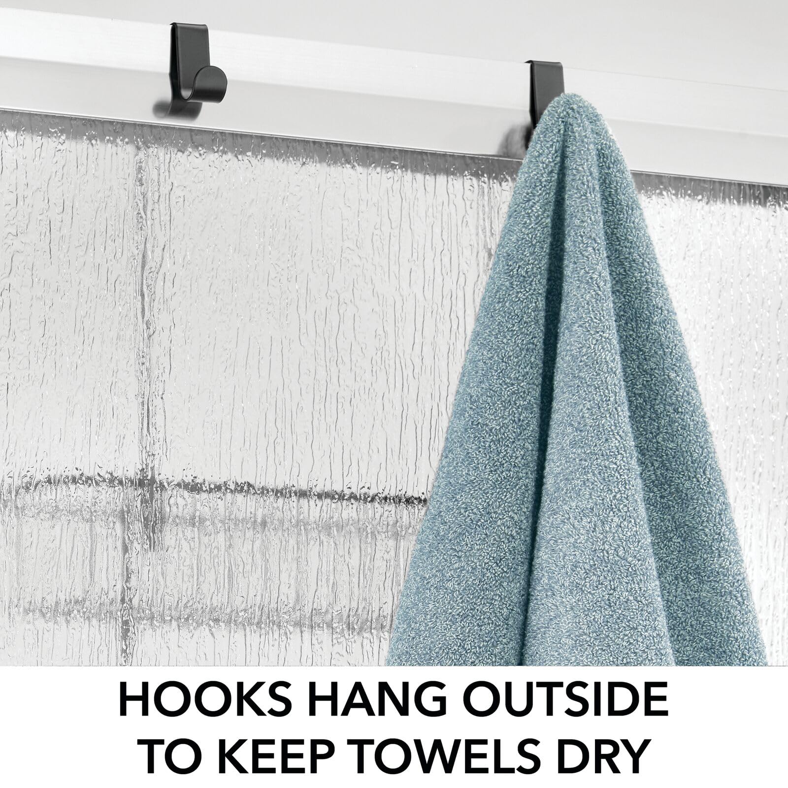 mDesign Extra Large Metal Over Shower Door Caddy, Hanging Bathroom Storage Organizer Center with Built-in Hooks and Baskets on 3 Levels for Shampoo, Body Wash, Loofahs - Black
