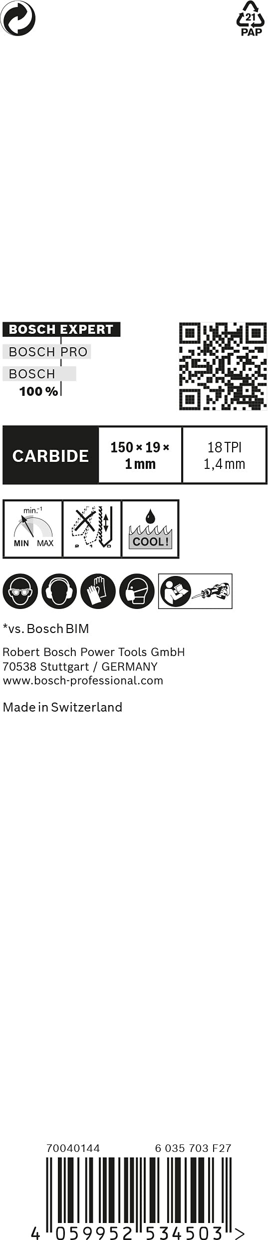 Bosch Professional 1x Expert ‘Thin Tough Metal’ S 922 EHM Reciprocating Saw Blade (for Stainless steel sheets, Length 150 mm, Accessories Reciprocating Saw)