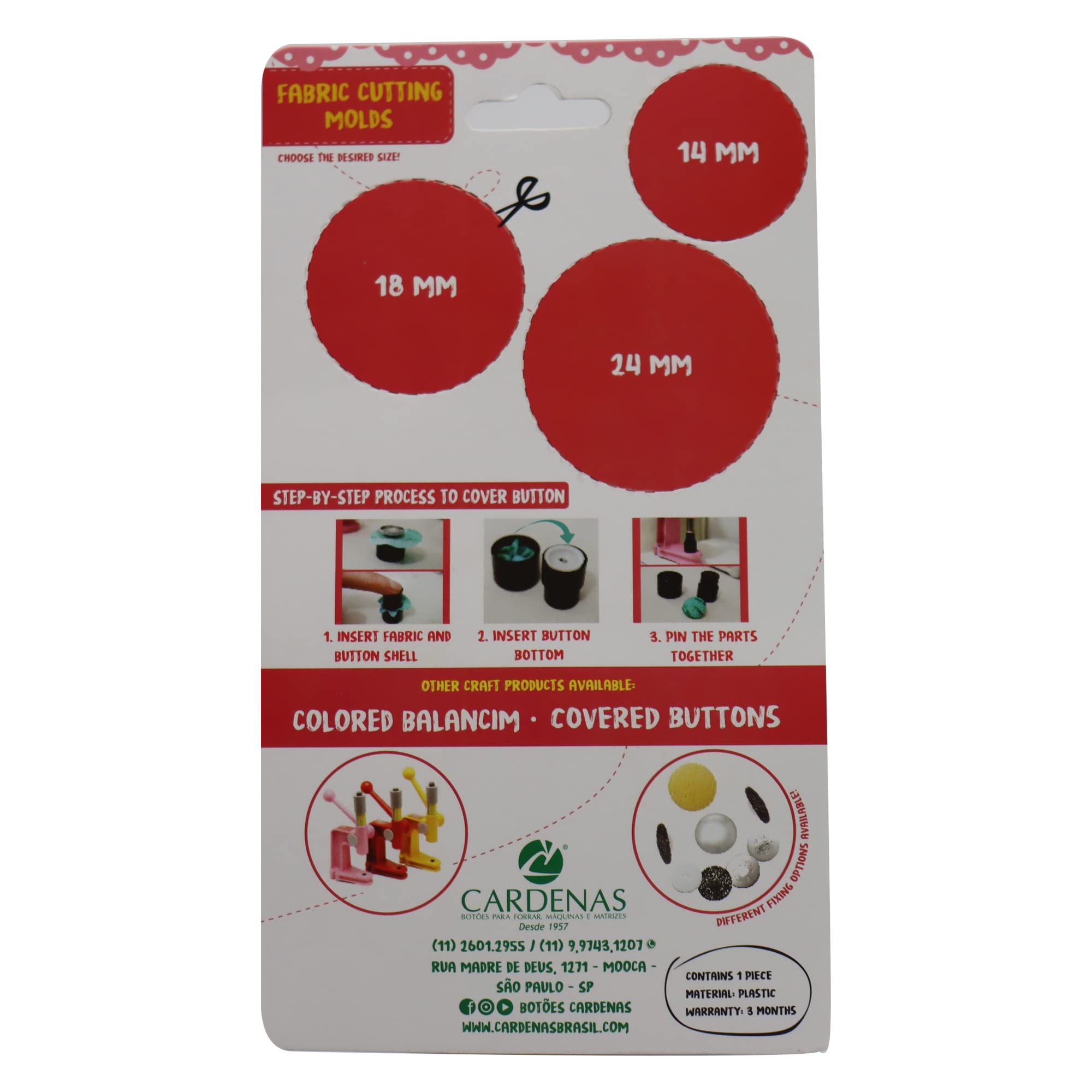 Cardenas - Button Maker Machine Interchangeable Die for Crafts - DIY Crafts Arts Supplies - Button Cover Machine, Pin Maker, Button Maker Mold for Crafts - Black, 9/16" (14mm)
