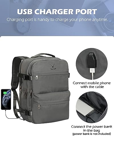 Hynes Eagle 20L Travel Backpack Carry on Backpack Women Men Personal Item Bag for Spirit Airlines Small Nylon Laptop Backpack 14 inches Grey