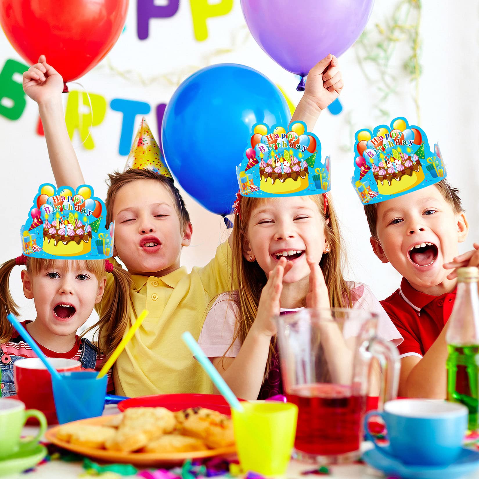 JTIEO 35Pack Birthday Party Crowns for Kids - Paper School Classroom Hats and VBS Supplies
