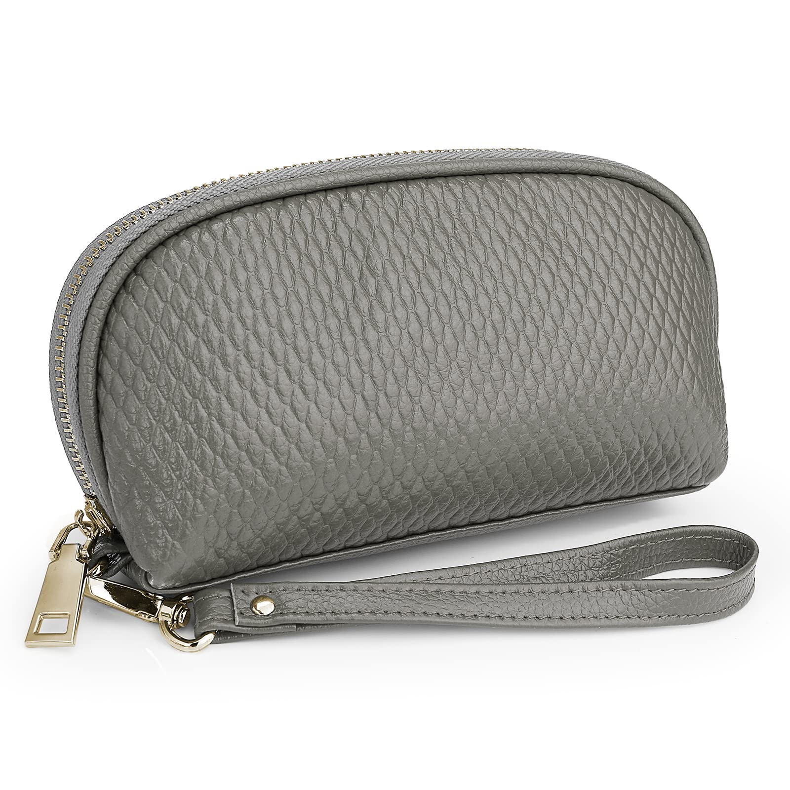 YALUXE Womens Wristlet Genuine Leather Quilted Zipper Large Clutch Wallet