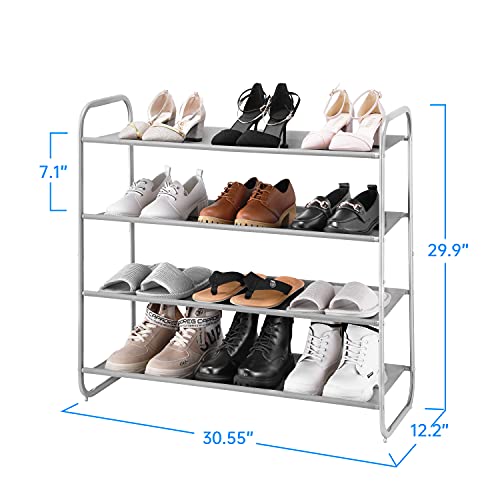 MAX Houser 4 Tier Shoe Rack Storage Organinzer 4 Shelf Shoe Rack Organizer,Entrance Fabric Shoe Shelf Small for Closet Entryway Hallway Bedroom(Light Gray)