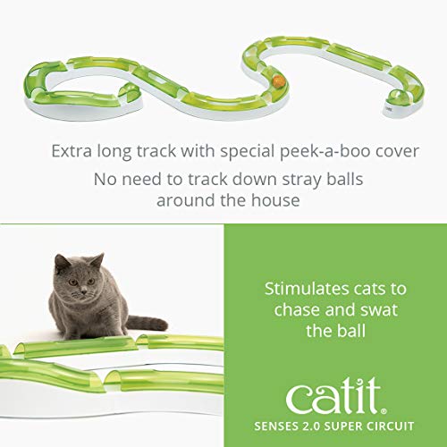 Catit Senses 2.0 Super Circuit Interactive Cat Toy - 12-Piece Closed-Track Ball Toy for All Breed Sizes