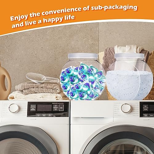Sunnyray 18 Pcs Candy Jar Set 6 Pcs 71 oz Round Container Jars with Lids 6 Pcs Scoops 6 Pcs Tongs Plastic Containers for Cookies Snacks Candies Gifts Storage Containers Countertop Display Container