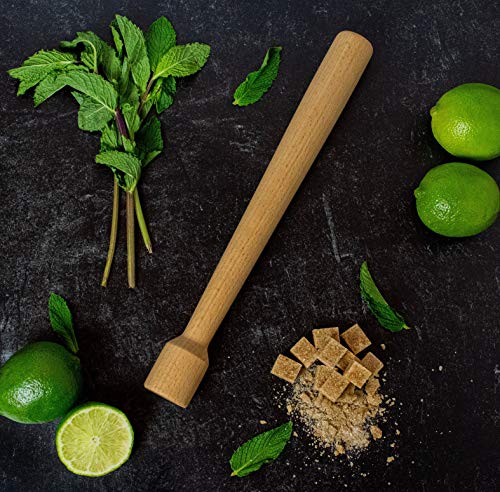 The Art of Craft Wood Cocktail Muddler: 12 inch Hardwood Mojito Drink Muddler Home Bar Tool