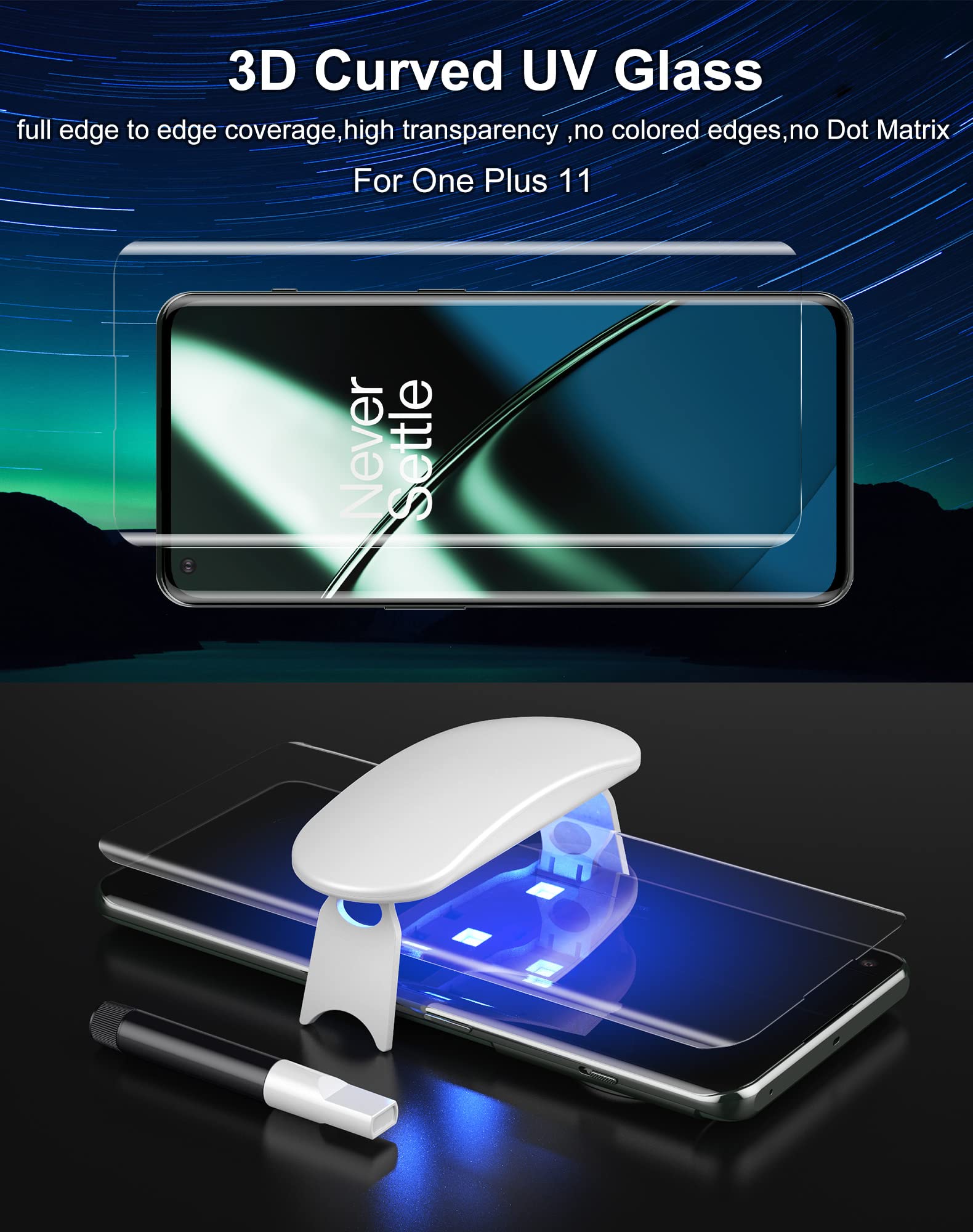 Feitenn 2 Pack Ultra-HD Screen Protector for Oneplus 11 [Bubble Free] [Fingerprint Support] [Easy Install] Full Tempered Glass Shield with Liquid Dispersion Tech Oneplus 11 Screen Guard