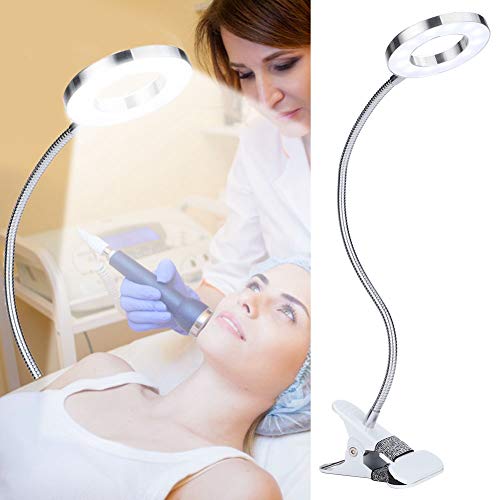 Desk Lamp with Clamp, Mini LED Lamp USB Rechargeable Warm/White Light Changeable Eye Protection Bed Light for Night Reading, Tattoo, Eyelash Extension, Make Up Lamp