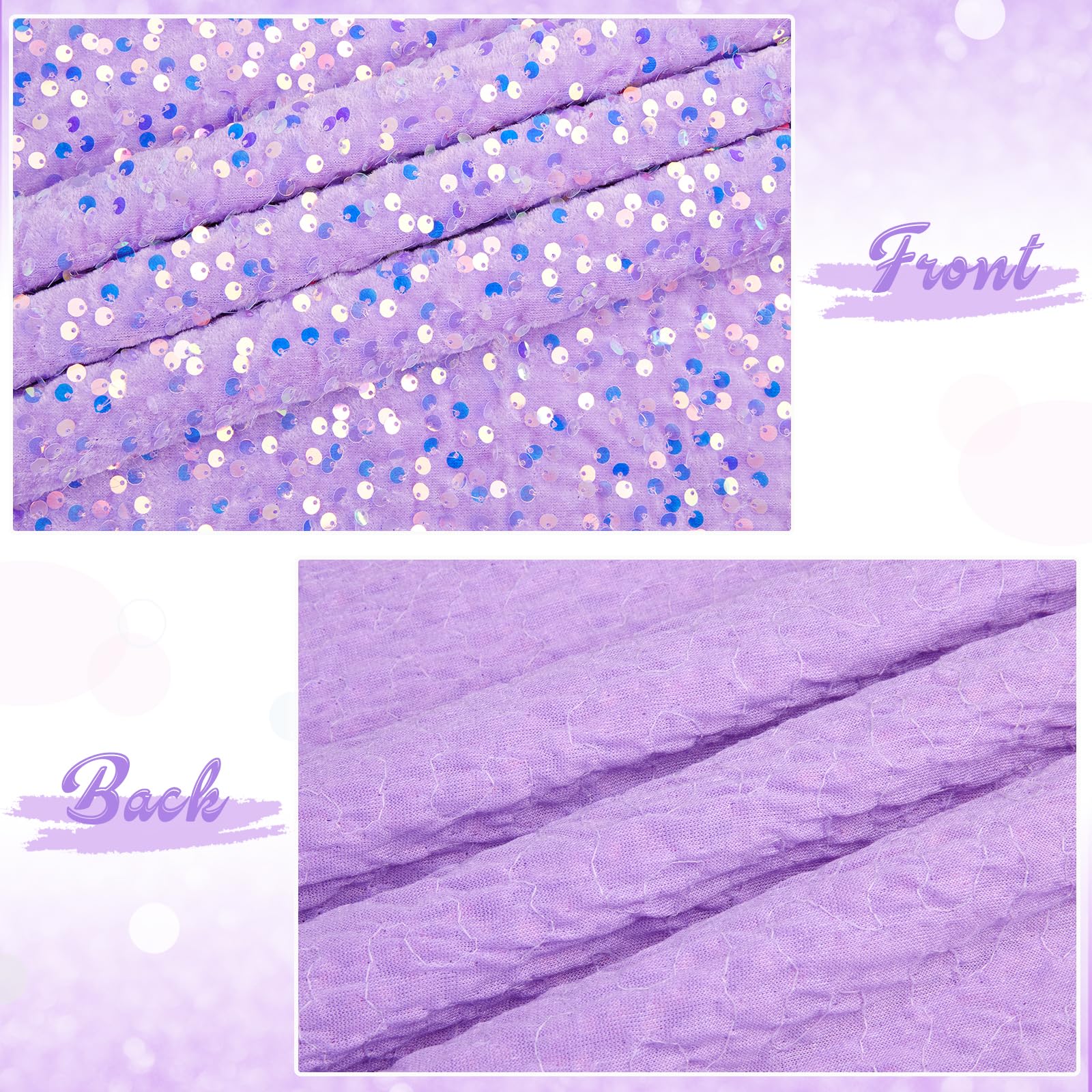 Iridescent Sequin Fabric 1 Yard Lavender Velvet Fabric by The Yard Purple Shimmer Sequin for DIY Craft Sewing Stretch Cloth for Custom Dress Birthday Party
