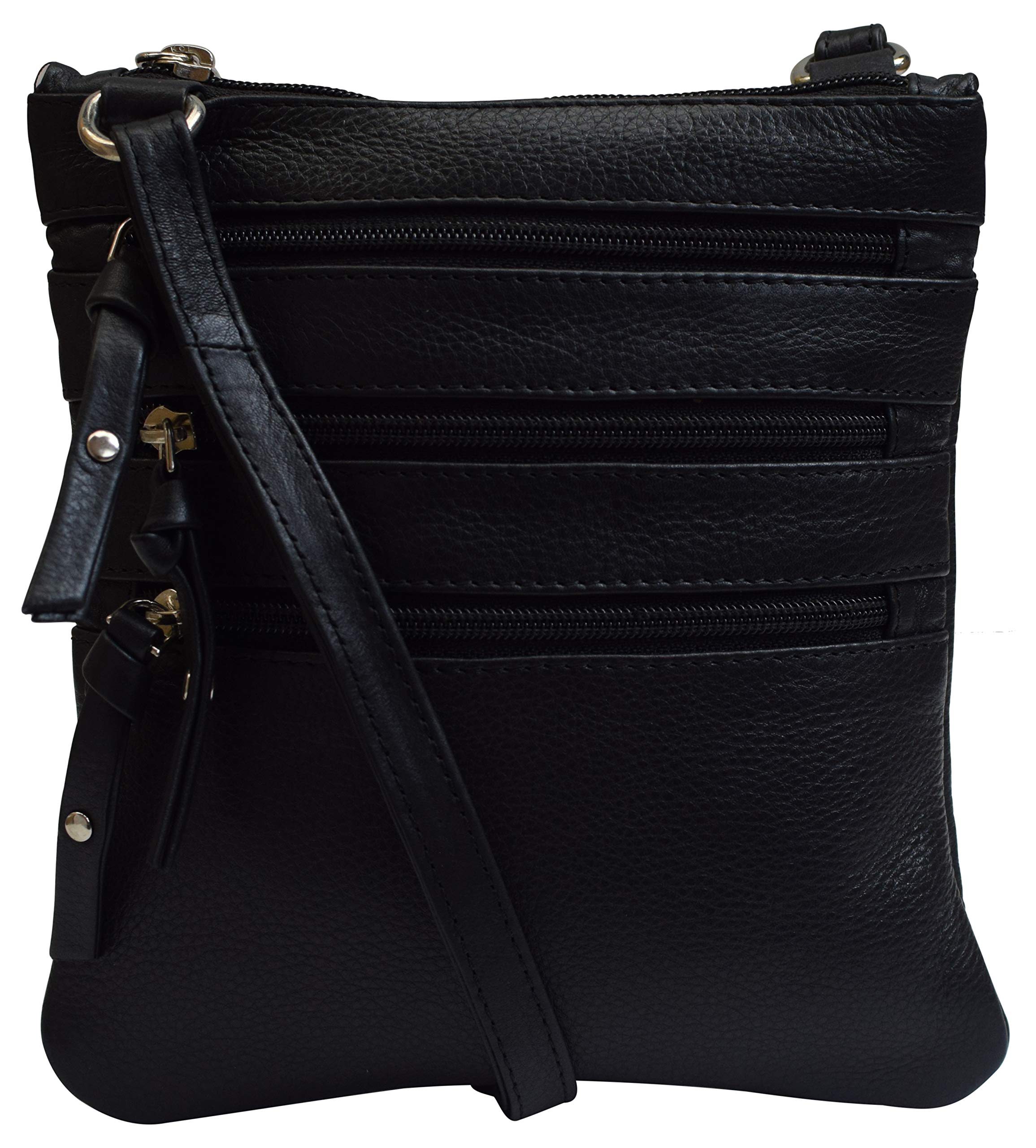 Women's Purse Crossbody Handbag Premium Genuine Leather Shoulder Bag Luxury Gift for Ladies (Black)