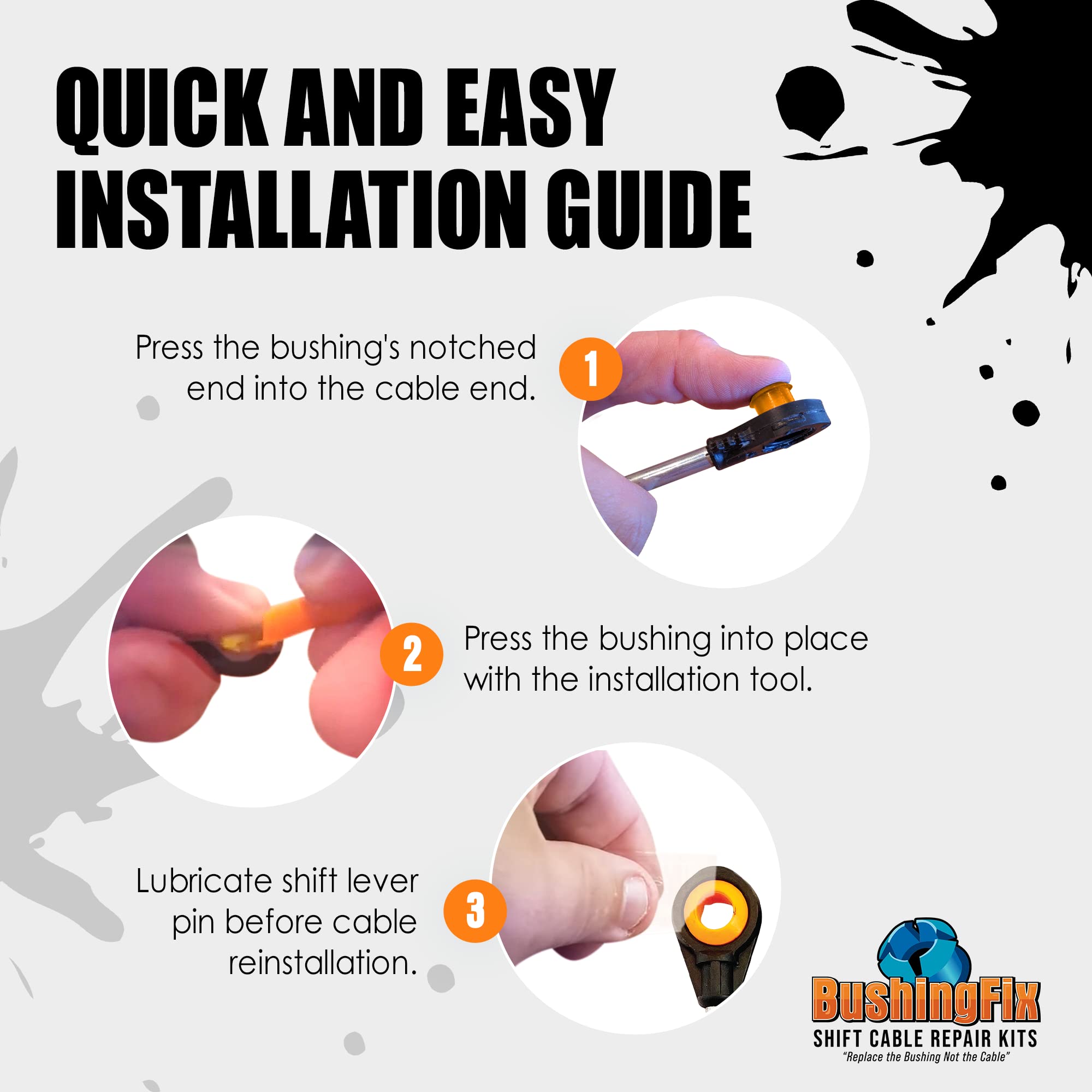 BushingFix NI1KIT - Transmission Shift Cable Bushing Repair Kit - Automatic Transmission Linkage Repair Kit, Transmission Repair Kit, Shifter Cable Bushing Fix, Shift Linkage Bushing Replacement
