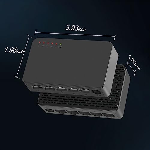TEROW Ethernet Switch,5 Port Gigabit Unmanaged Network Switch, Portable Switch | Plug & Play | Fanless Housing, Black