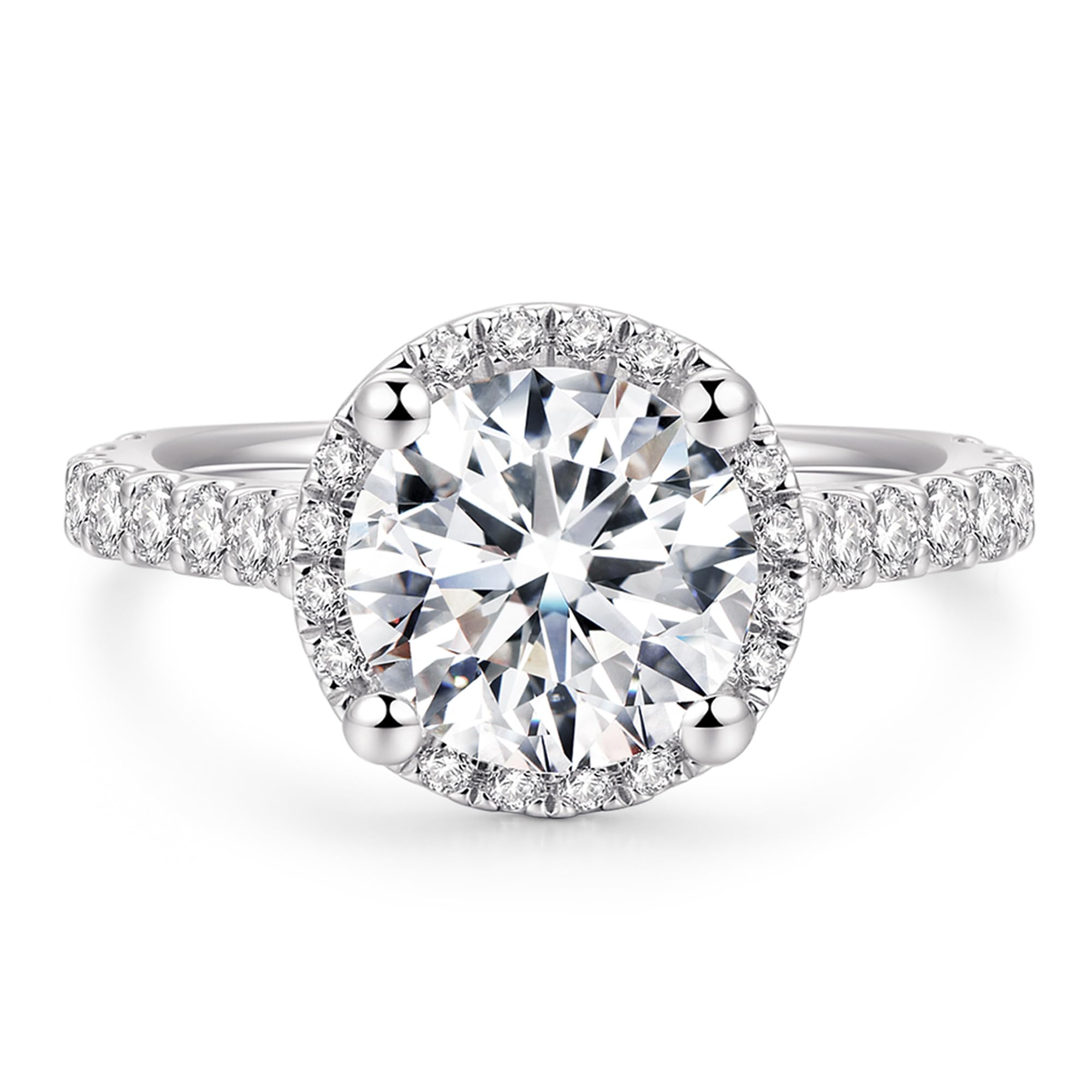 CGSRING 2 Carat Moissanite Engagement Ring 2ct Round Cut Moissanite Rings Round Cut Halo Engagement Ring (6)