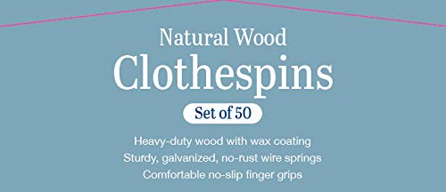 Whitmor Set of 50 Wooden Clothespins, S/50