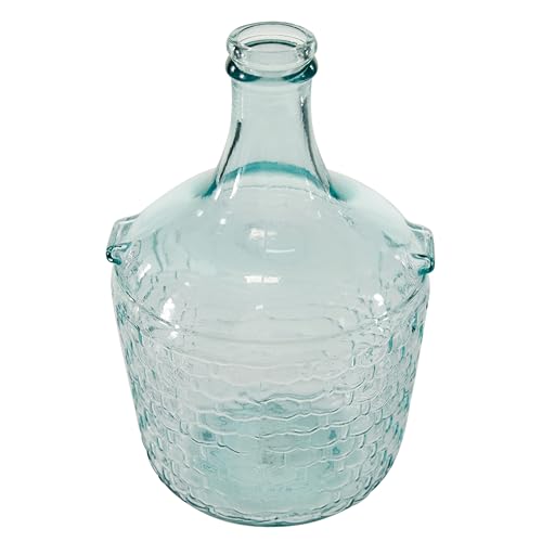 Deco 79 Recycled Glass Handmade Spanish Vase with Bubble Texture, 8" x 8" x 12", Clear