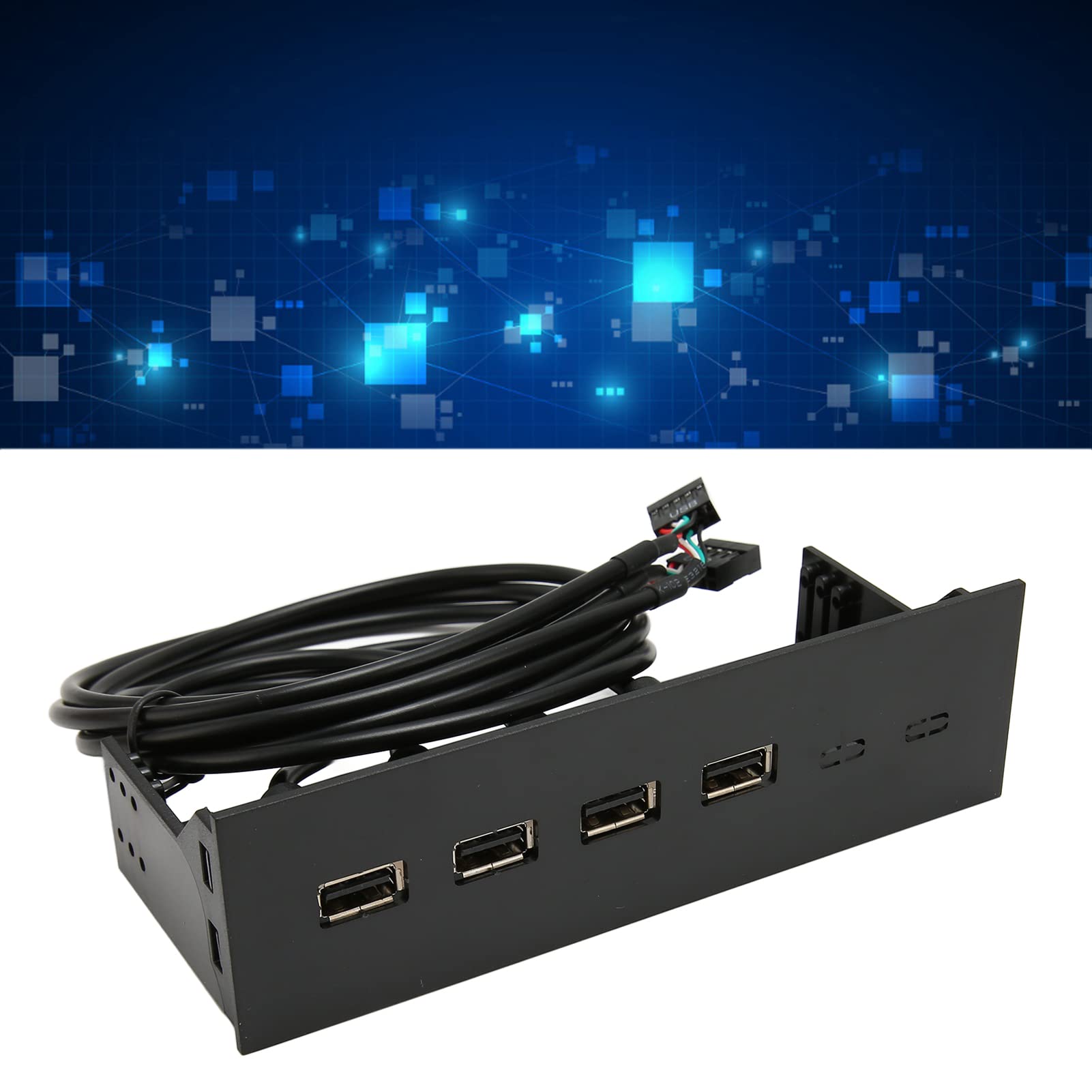 DAUERHAFT USB2.0 Hub Front Panel, Front Panel 4 Ports Easy Installation Multifunctional for 5.25 Inch PC Computer Case