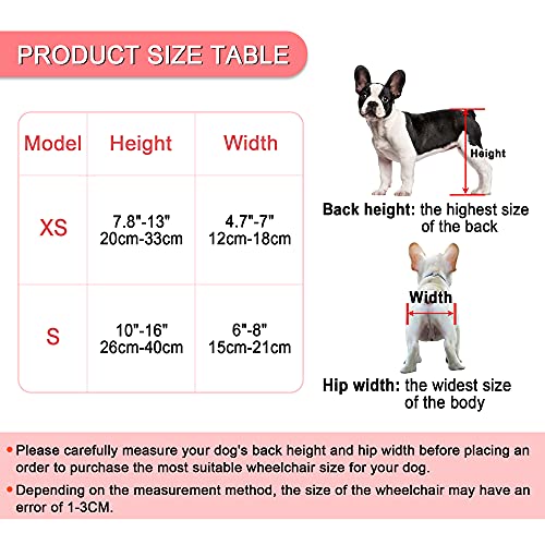 HobeyHove Adjustable Dog Wheelchair for Back Legs,Pet/Doggie Doggy Wheelchairs with Disabled Hind Legs Walking (XS-Red)