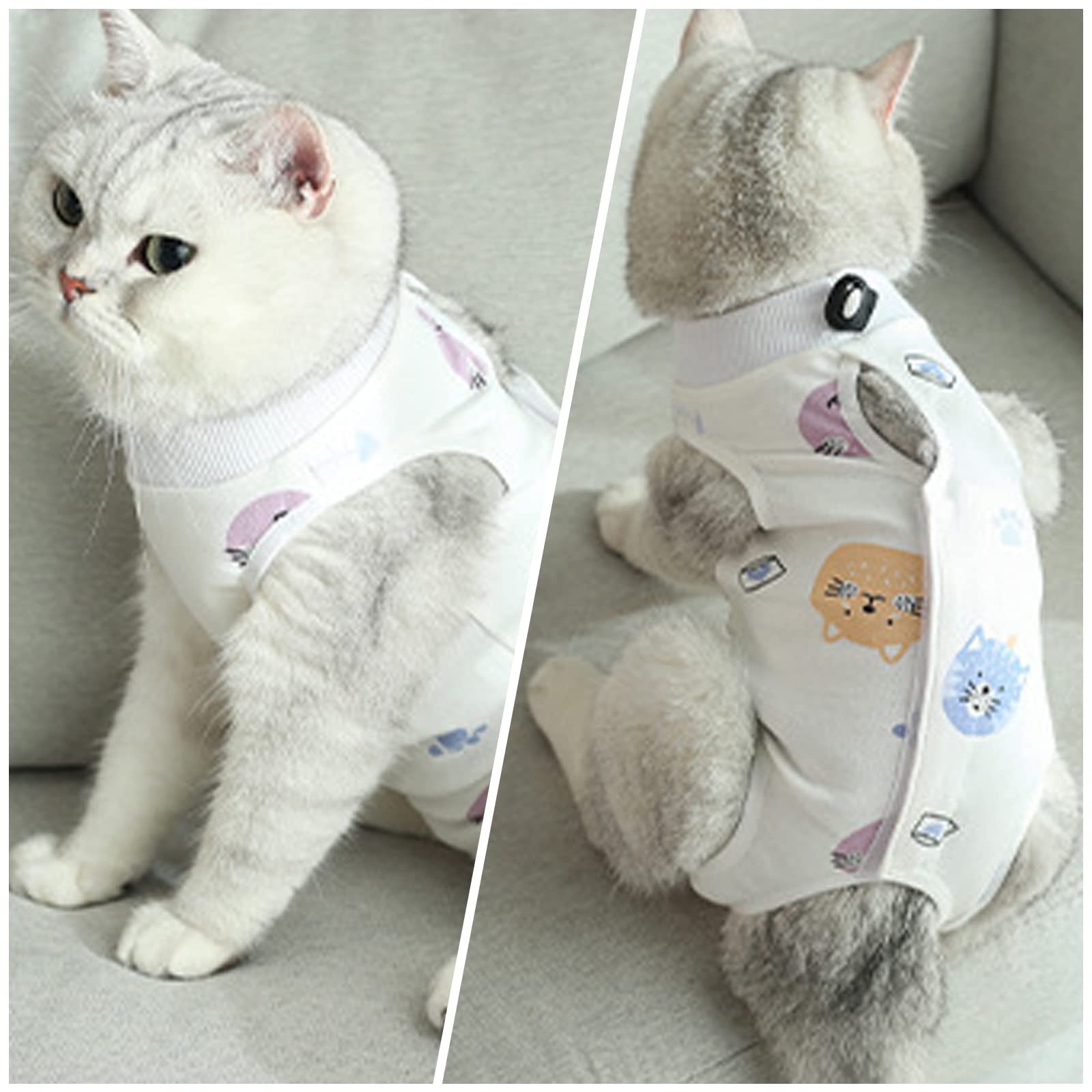 HACRAHO Pet Recovery Suit, 1 PCS Cat Surgical Recovery Suit Breathable E-Collar Alternative for Cats and Dogs, Chest Girth 14.96-18.11"