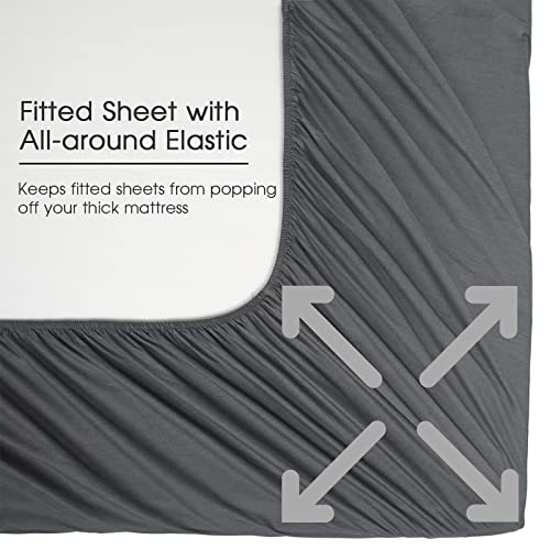 HYPREST Extra Deep Pocket Cal King Sheet Sets Fits 18"-24" in Deep Mattress -100% Cotton California King Sheet Set 400 Thread Count, Grey Hotel Luxury Soft Wrinkle Free Cooling Sheet Sets Deep Pocket