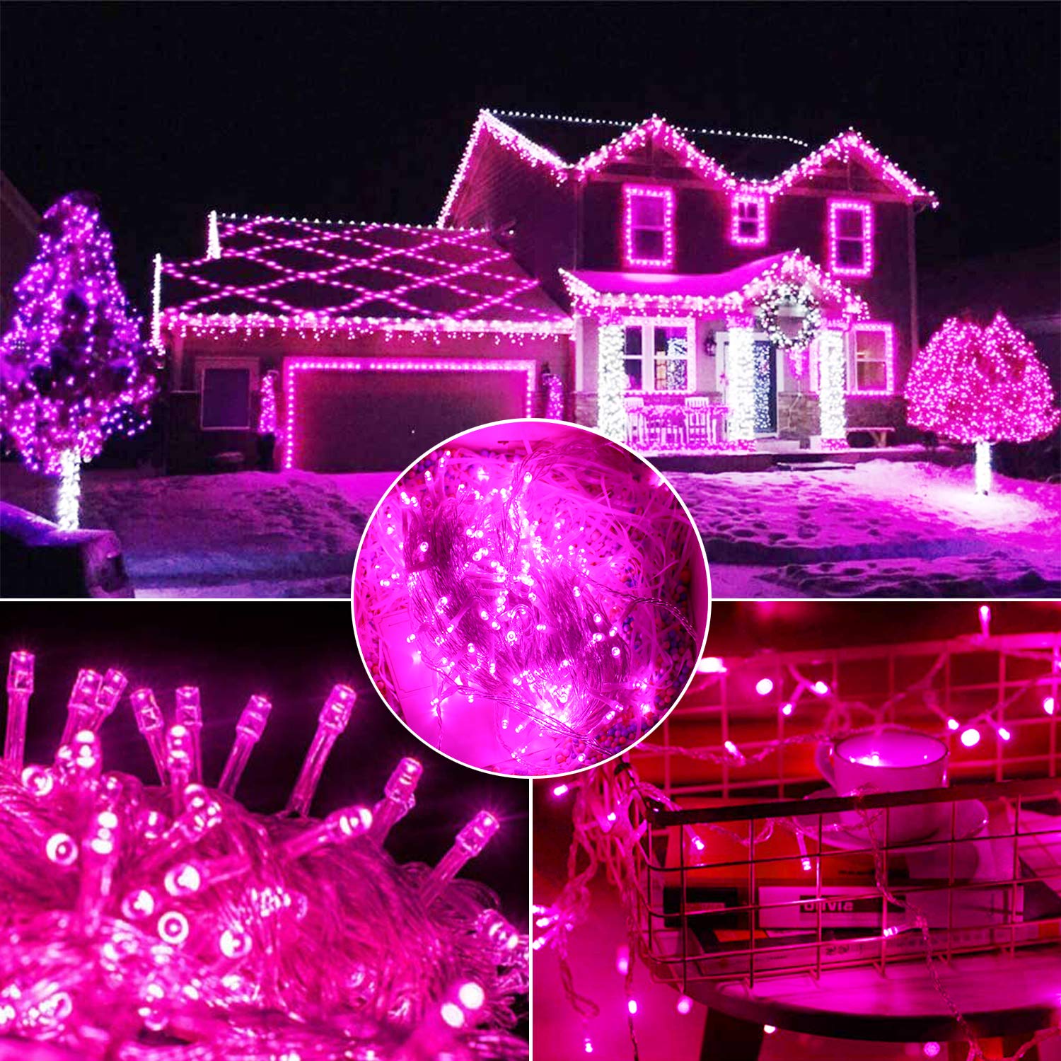 YAOZHOU Green Christmas String Lights 196.8Ft 600LED 8 Modes Green Fairy Decor Lights for Christmas, Holiday, Party, Outdoor,Indoor, Wedding, Garden(Green)