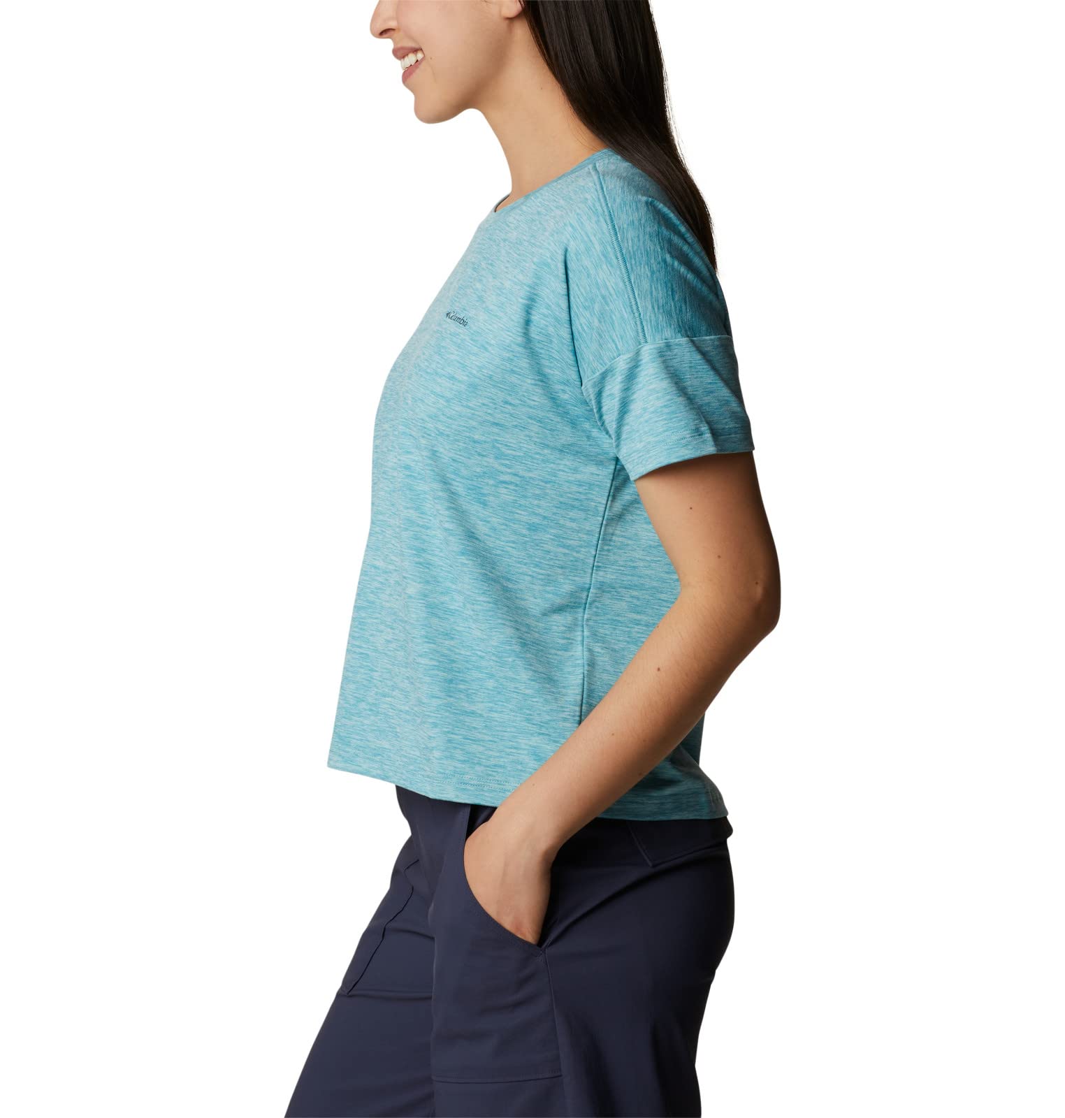 Columbia Women's Weekend Adventure Short Sleeve, Dark Nocturnal Heather, Large