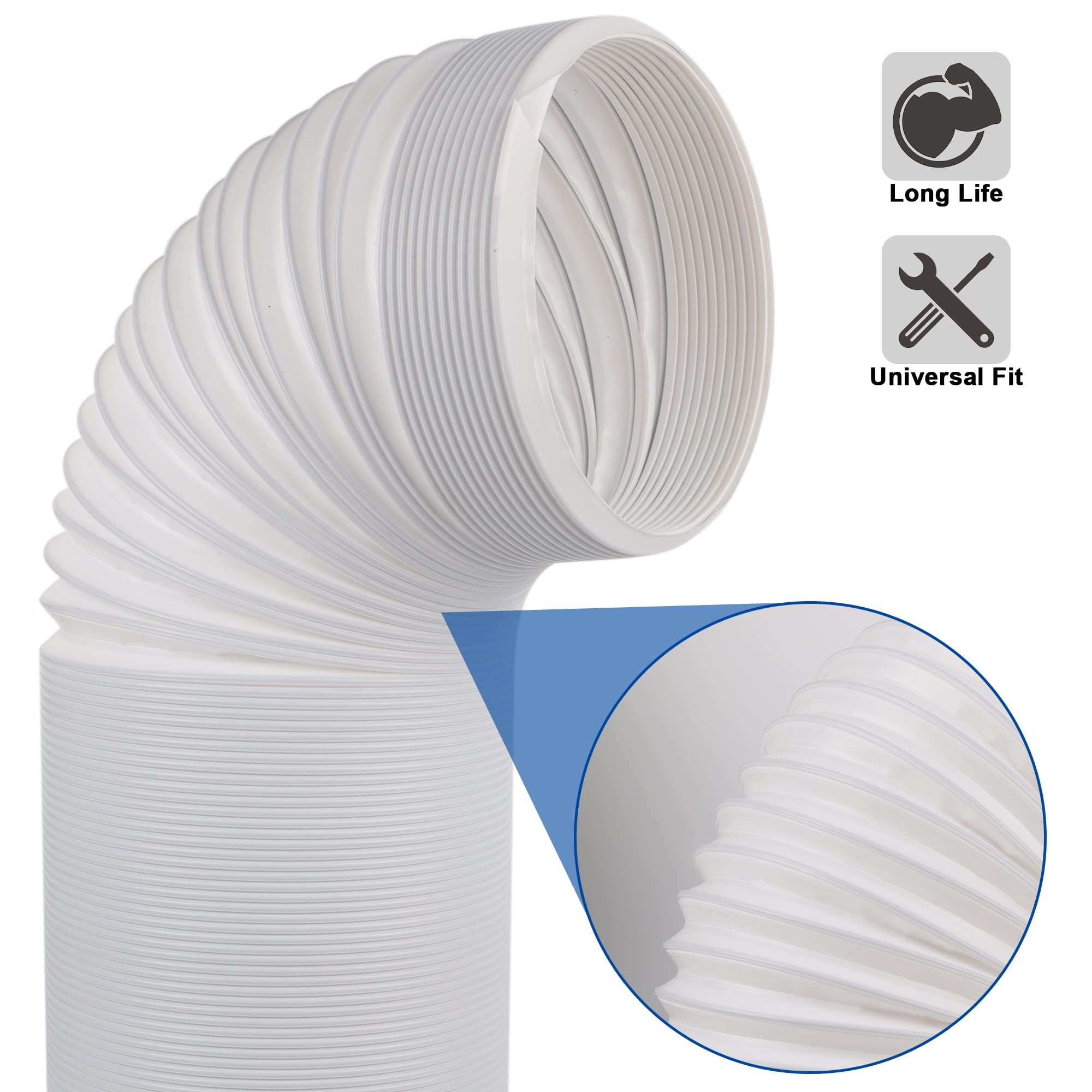Cllayees Air Conditioner Hose Portable Exhaust Vent, 5.9" Diameter 80" Length Anti-Clockwise Thread, Expandable AC Universal Hose Compatible with Most Portable Air Conditioners