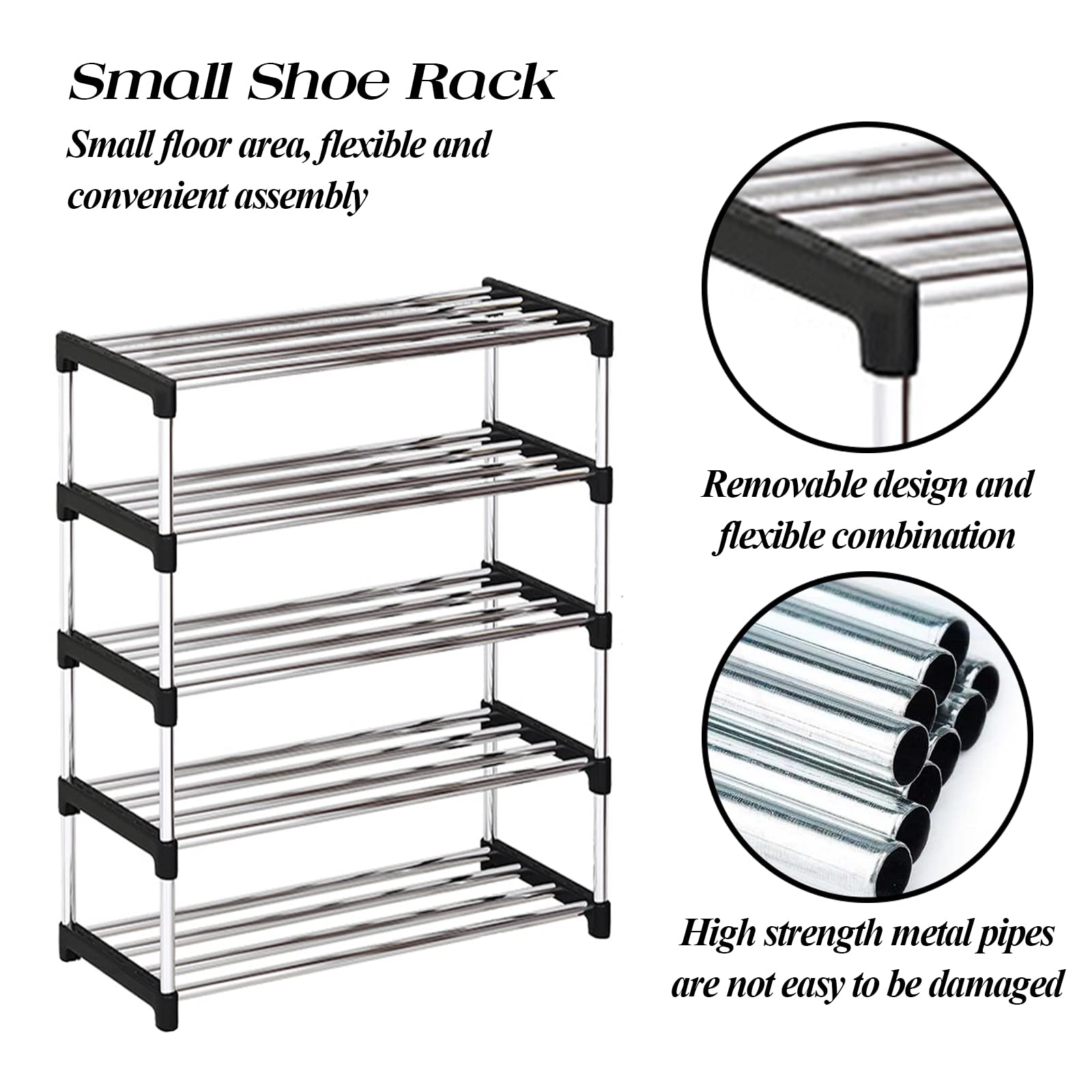 Lechay 1 PC 3-Tier Stackable Small Shoe Rack, Shoe Organization Shoe Holder Entryway for Saving Storage