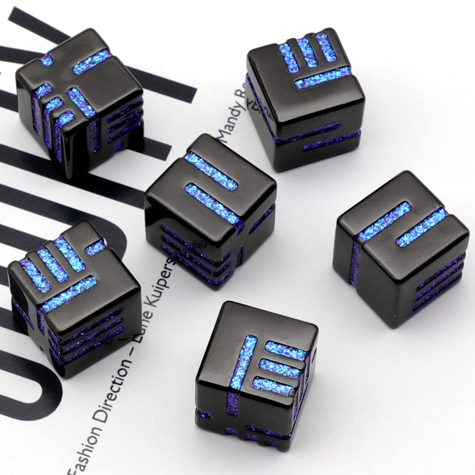 D6 Metal Dice Set, HNCCESG 6 Sided Dice 6 Pieces Solid Metal Game Dice for DND Dungeons and Dragons Role Playing Game RPG Pathfinder Shadowrun Warhammer D&D Accessories Gift (Glitter Blue)
