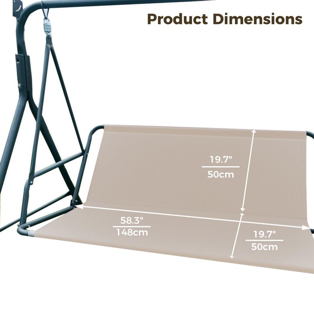 Homaisson Swing Cushion Covers, Waterproof Outdoor Swing Seat Protection Cover, 600D Oxford Cushion Replacement Swing Seat Cover for Patio Garden Yard(Beige,XL)