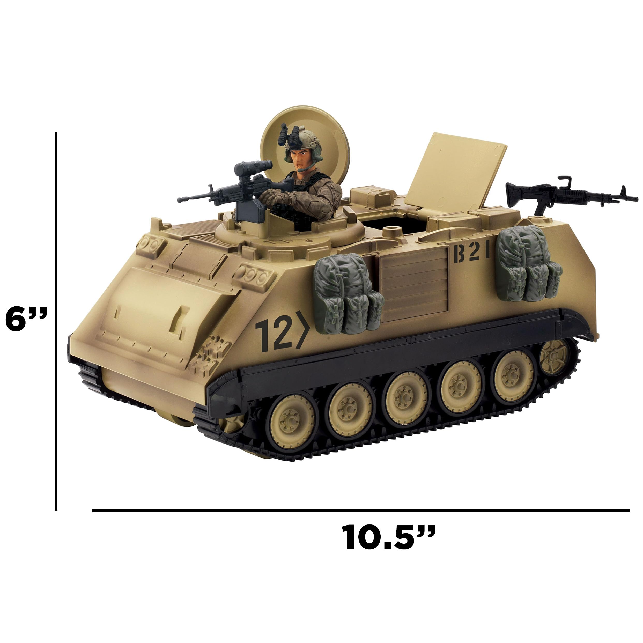 Sunny Days Entertainment M1114 Up-Armored Humvee โ Vehicle Playset with Action Figure and Realistic Accessories | 9 Piece Military Toy Set for Kids โ Elite Force