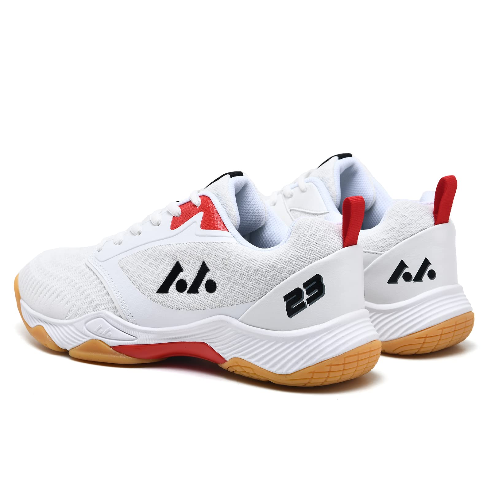 Condromly Women's Light 23 Lightweight Cushioning Non-Marking Pickleball Court Shoes (White/Red, 8)