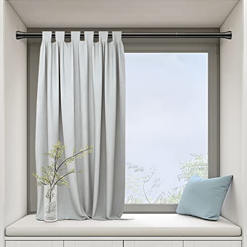 AIZESI Spring Tension Curtain Rods 28 to 48 Inch Black Shower Rod Tension Rods Never Rust Non-slip Shower Curtain Rod Tension No Drill Adjustable Curtain Rods Spring Tension Rod for Window or Shower