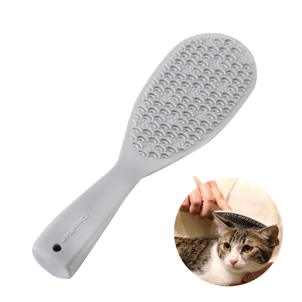 CATTYMAN Rice Paddle-Shaped Cat Grooming Brush, Cat Tongue Brush and Cat Massager Simulating Cat's Tongue Made in Japan