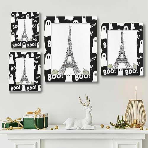POFATO Ghost Pattern 8x10 Picture Frame Wood Photo Frame for Tabletop Display Wall Mount Picture Frame Display 8 x 10 Inch Photo Wall Decor Home Gift Frames