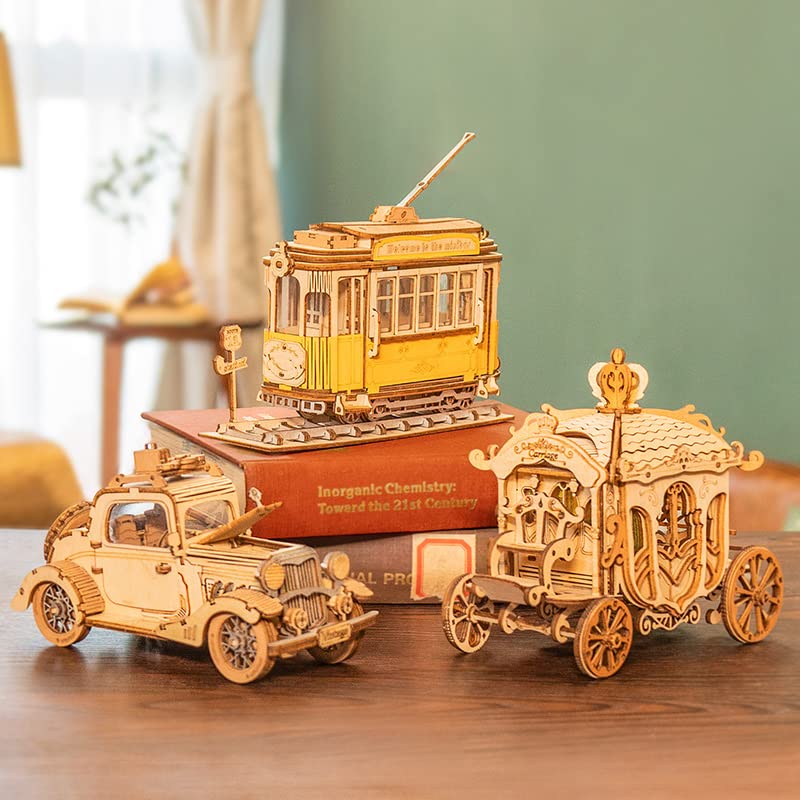 Rowood 3D Puzzles for Adults, Model Car Kits, DIY Wooden Toys Craft Gift on Birthday Christmas for Boys-Vintage Car