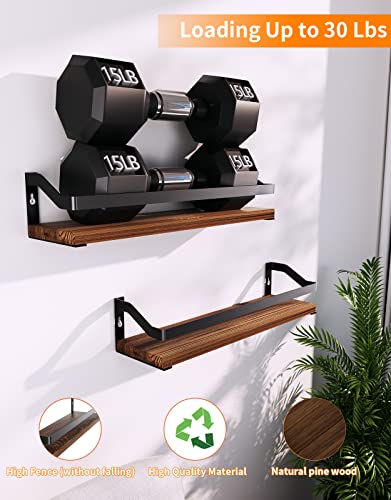 SWTYMIKI Spice Rack Wall Mount, 2 Pack Rustic Natural Wood Spice Rack Organizer for Cabinet, Hanging Spice Shelf for Kitchen Seasoning Organizer, Cabinet Organizer and Wall Storage