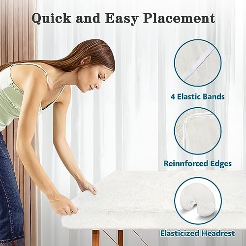Massage Table Pad Set Premium Fleece Professional SPA Massage Bed Pad, Natural & Thickened & Extra Soft Fleece Massage Table Cover, Includes Pad and Face Rest Cover, 31β W x 72β L