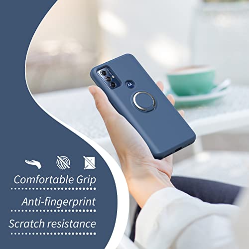 for Motorola Moto G Play 2023 | G Power 2022 | G Pure 2021 Case: with 2 Pack Tempered Screen Protector & Built in 360° Adjustable Ring Kickstand Shockproof Protection Soft TPU Silicone Phone Cover