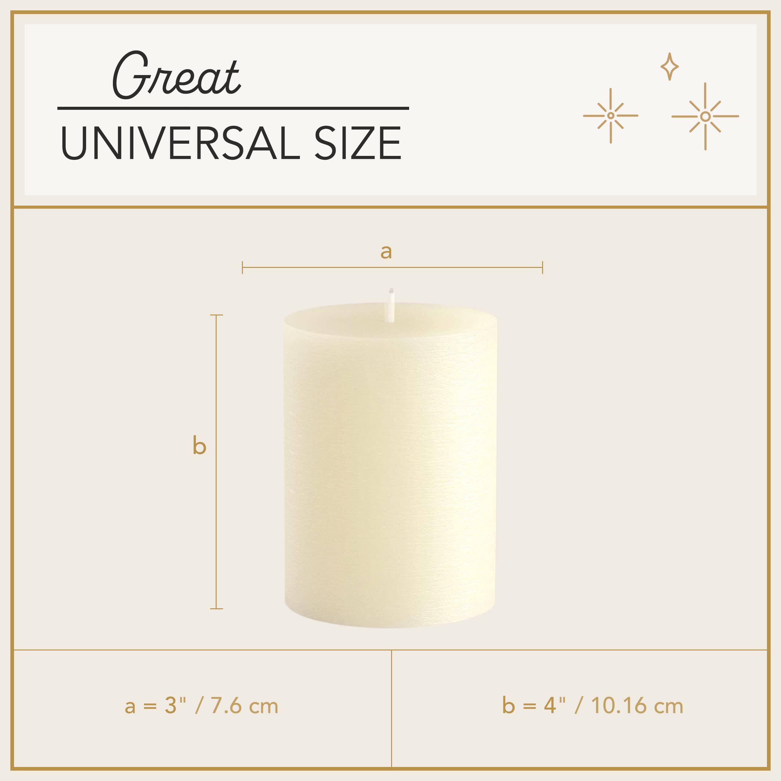 Melt Candle Pillar Candles, 3 Pack - Unscented Candles for Home, Church, Weddings, & More - 3" x 4", Ivory