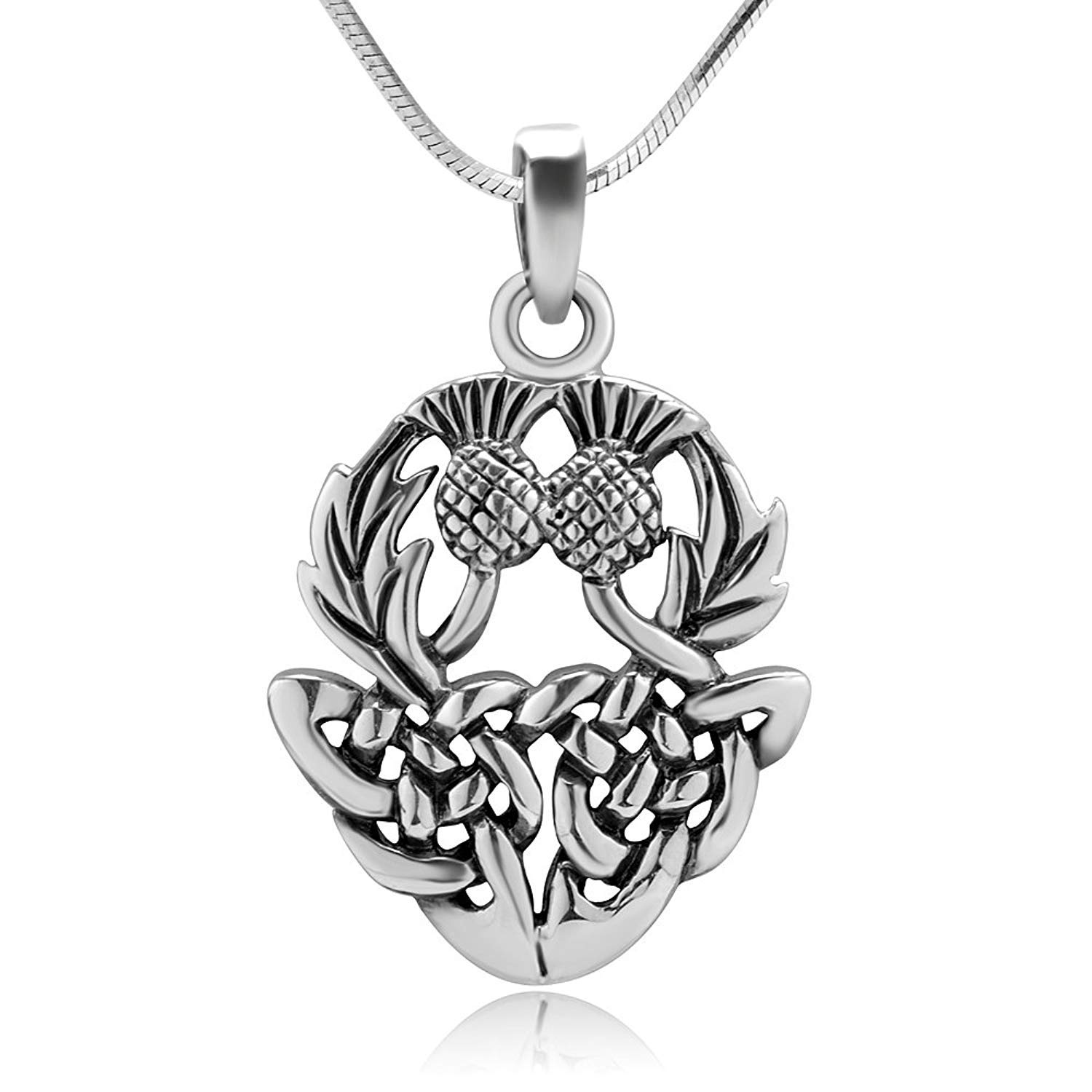 COMAT CRAFT Beautiful Scottish Thistly Cirsium Flower Scotland National Symbol Necklace 18"