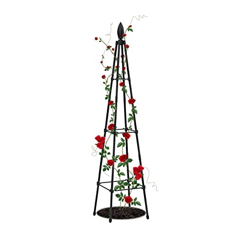 Garden Obelisk Trellis for Climbing Plants Outdoor, Plant Trellis for Potted Plants Climbing Indoor, 4ft Pyramid Trellis Tripod Shaped Trellis Tomato Cages Flower Trellis Cucumber Trellis 1 Pack