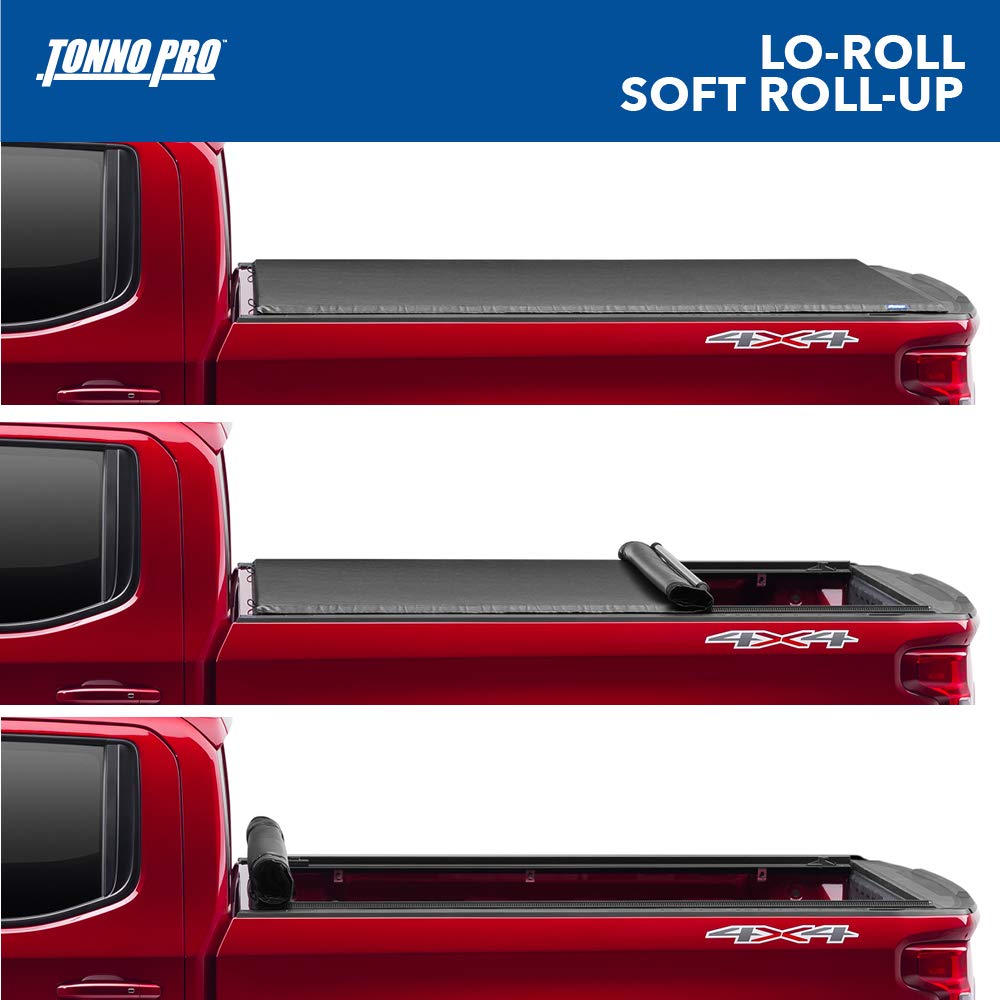 Tonno Pro Lo Roll, Soft Roll-up Truck Bed Tonneau Cover | LR-2015 | Fits 2009 - 2018, 2019 - 2020 Classic Dodge Ram 1500/2500/3500 6' 4" Bed (76.3")