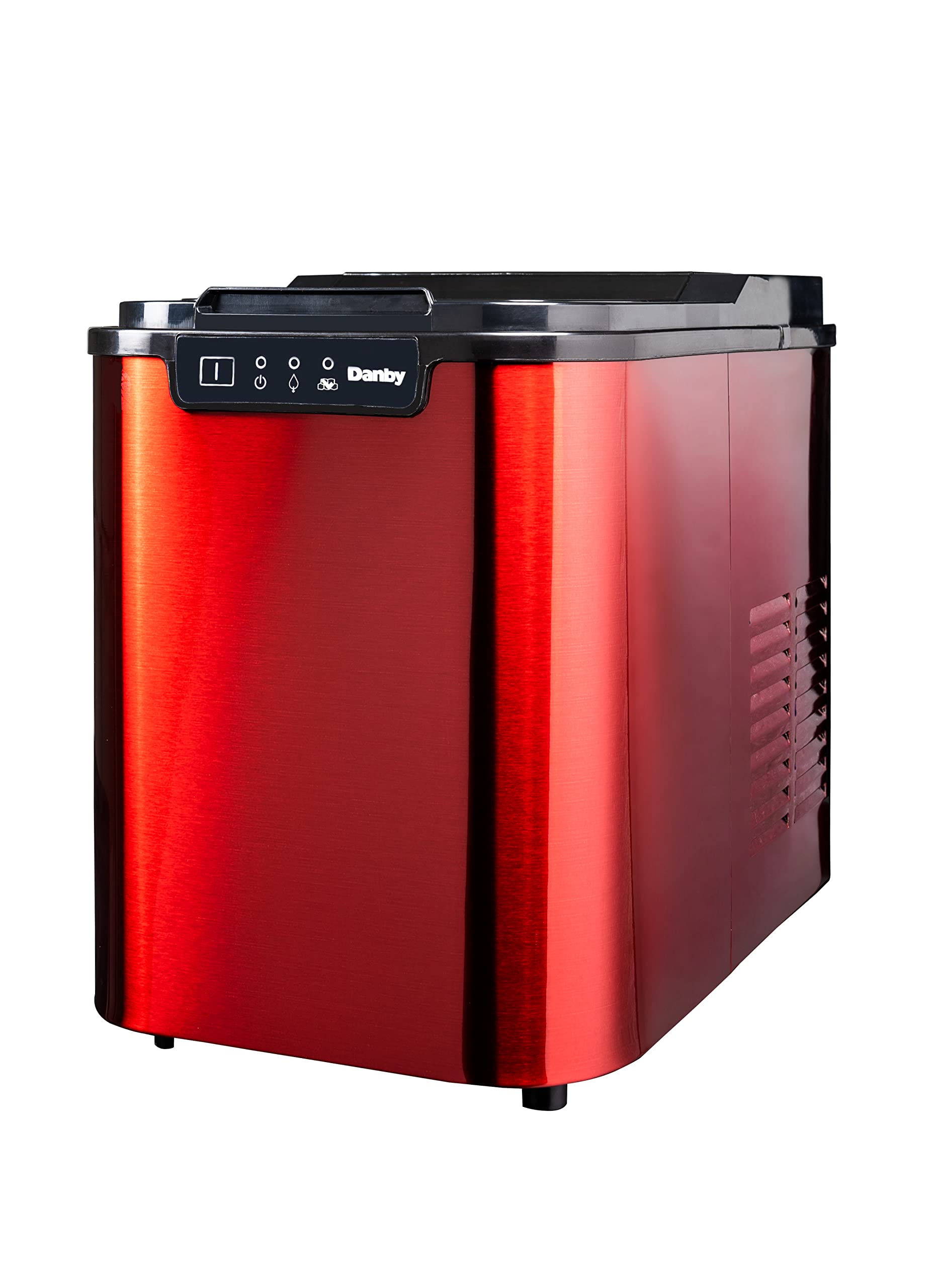 Danby DIM2500RDB Countertop Ice Maker, Makes 25 lbs Ice in 24 Hrs, Holds 2 lbs of Ice, Red Ice Machine with Electronic Controls, LED Display and Self Clean Function
