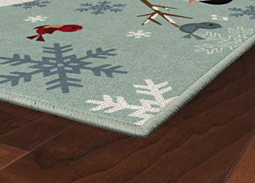 Brumlow MILLS Snowman Songs Holiday Decorative Christmas Celebration Area Rug for Front Door, Entryway, Kitchen or Bedroom Mat, 2'6" x 3'10", Teal