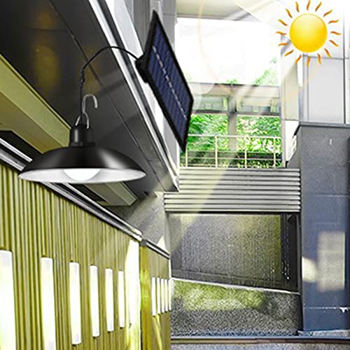 LAPUTA Outdoor Solar Light - Energy Saving ABS Waterproof Ceiling Lamp Remote Control 18 Hrs Lighting Single Double Head Solar Lamp for Home Garden Garage (Warm White Single-Head)