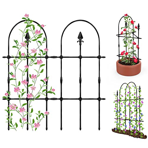 Garden Trellis for Climbing Plants Outdoor and Indoor, 35inch*33inch Thickened Rustproof Plant Support Fence Climbing Frame for Ivy Vines Rose Vegetable Flower Potted Plants Climbing