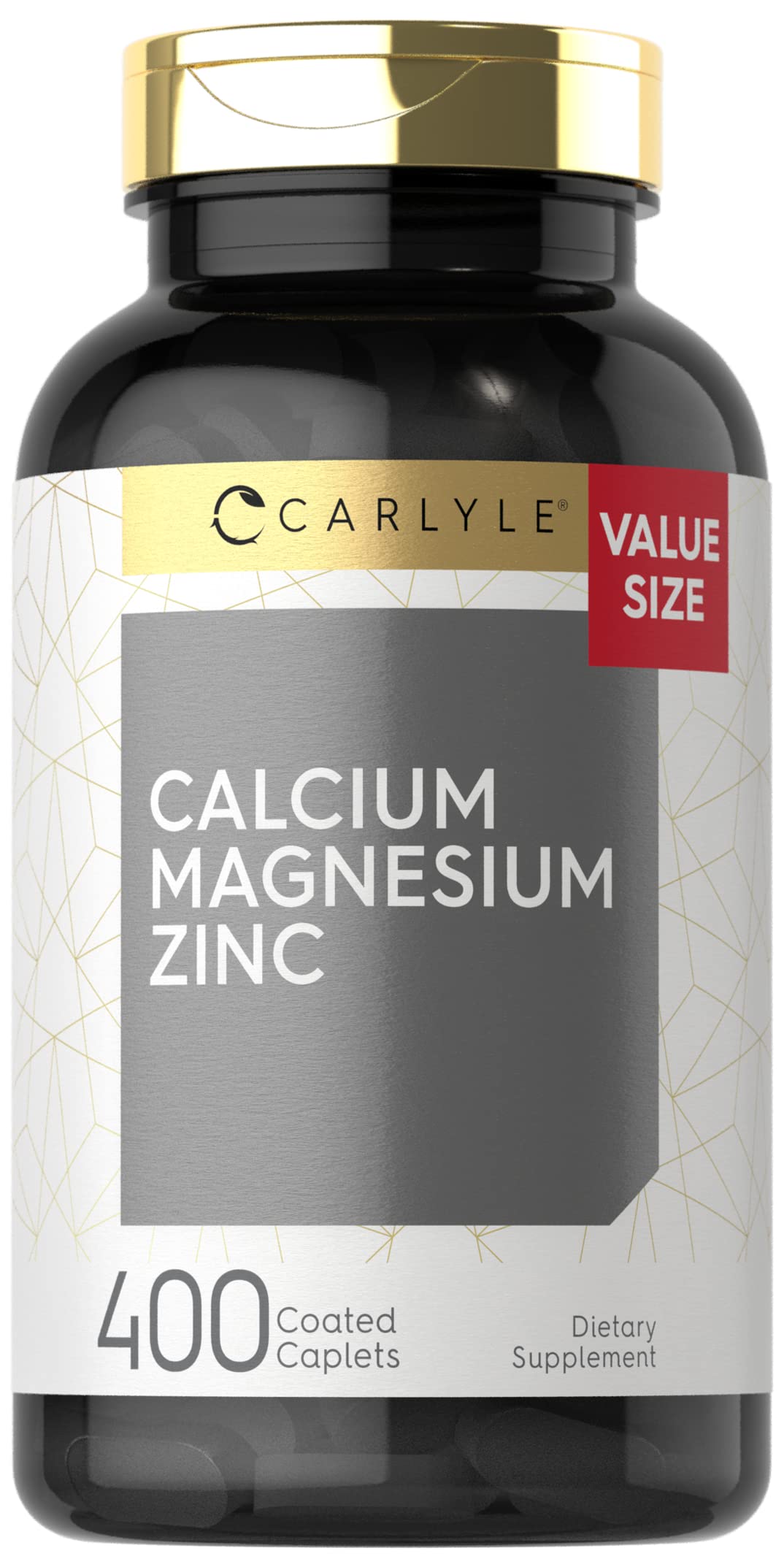 Carlyle Calcium Magnesium Zinc | 400 Caplets | Vegetarian, Non-GMO, Gluten Free Supplement