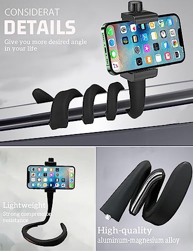 WLPREOE Stroller Phone Holder with Non-Slip Flexible Arm - Cell Phone Stand for Desk, Bed - Stable & Secure Fit on Handlebar, Treadmill, Wheelchair, Tree, Car for GoPro & Phones - One Hand Operation