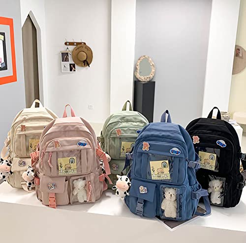 ncduansan Kawaii Backpack with Kawaii Pin and Accessories Backpack Cute Aesthetic Backpack Cute Kawaii Backpack for School(white)